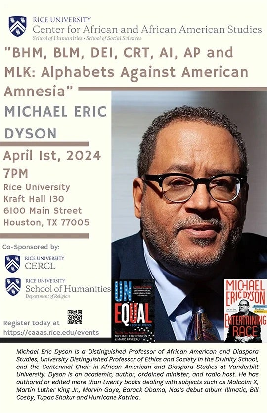 Scholar Michael Eric Dyson to decode ‘Alphabets Against American Amnesia’ April 1 | Center for ...